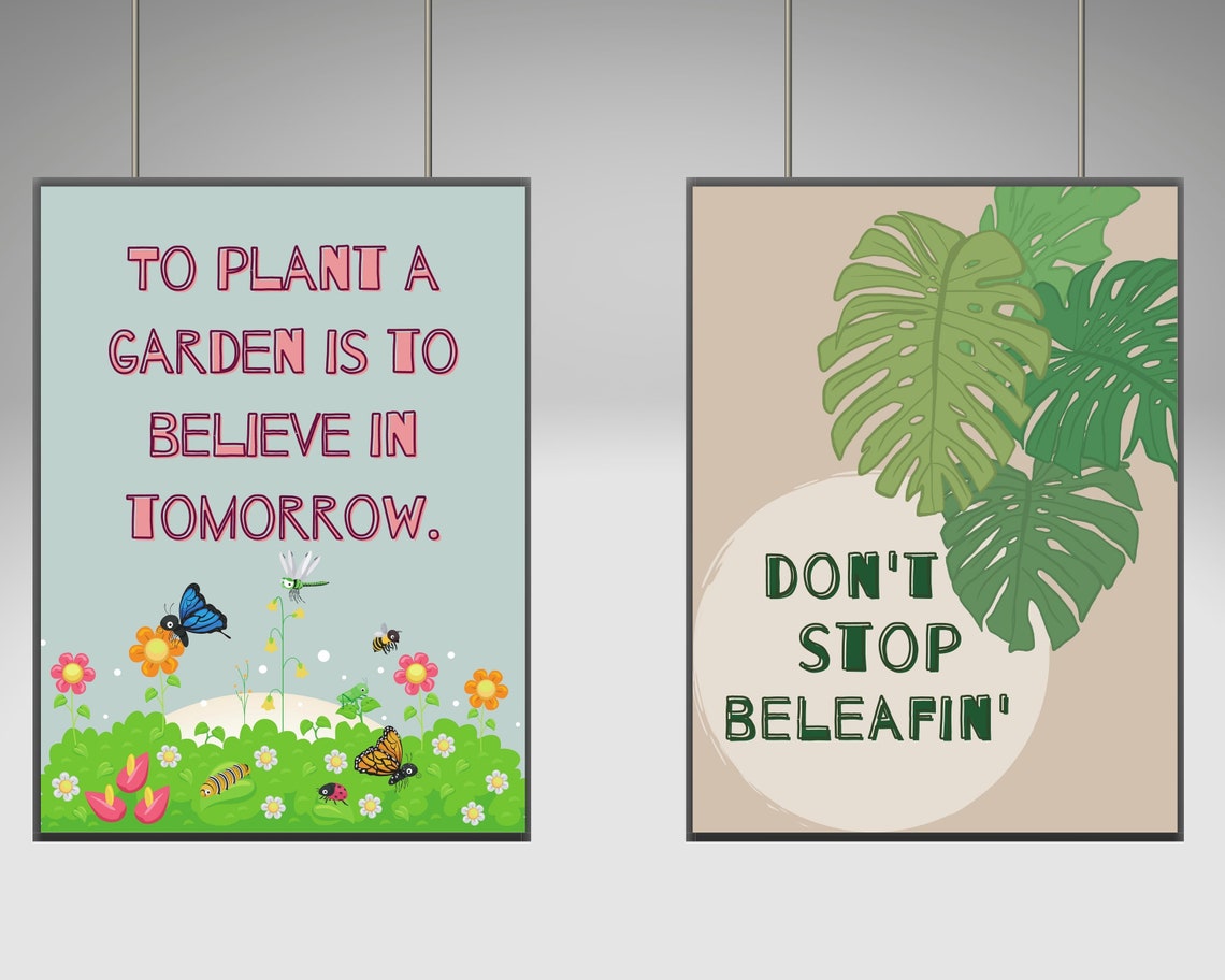 Planty set of 8 Printable Posters Plant Themed Classroom - Etsy