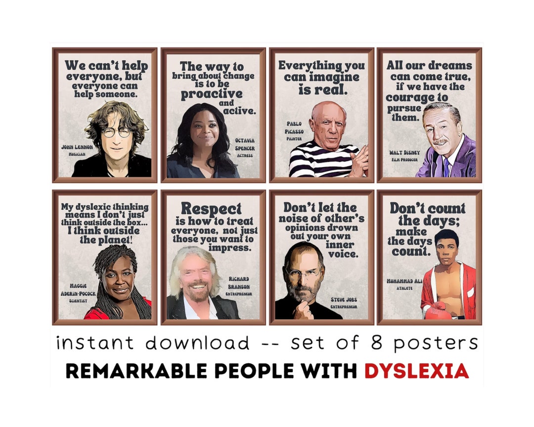Remarkable People With Dyslexia (set of 8) Printable Posters, Inclusive ...