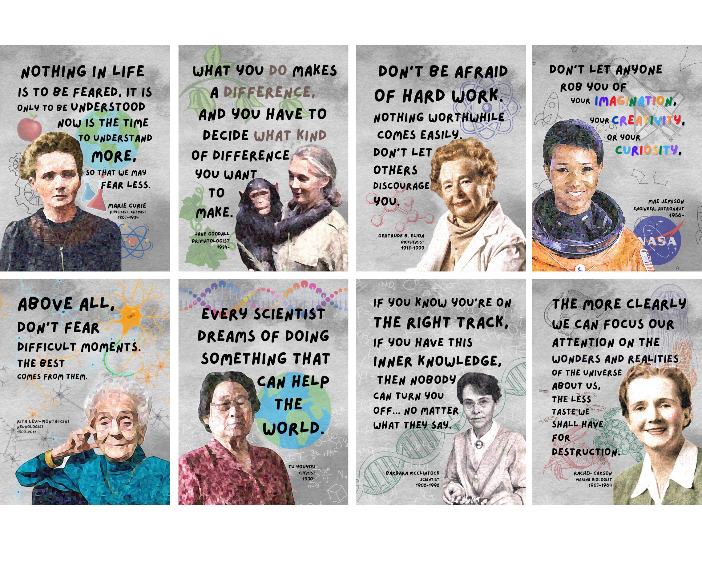 Women in Science Posters set of 8 Printable Science | Etsy UK