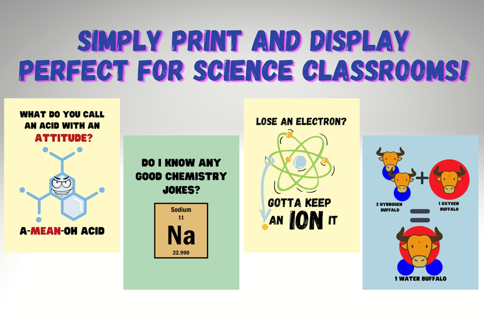 VOL 2 Science Puns set of 8 Printables Chemistry Jokes | Etsy