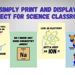 VOL 2 Science Puns (set of 8) Printables, Chemistry Jokes, Funny ...