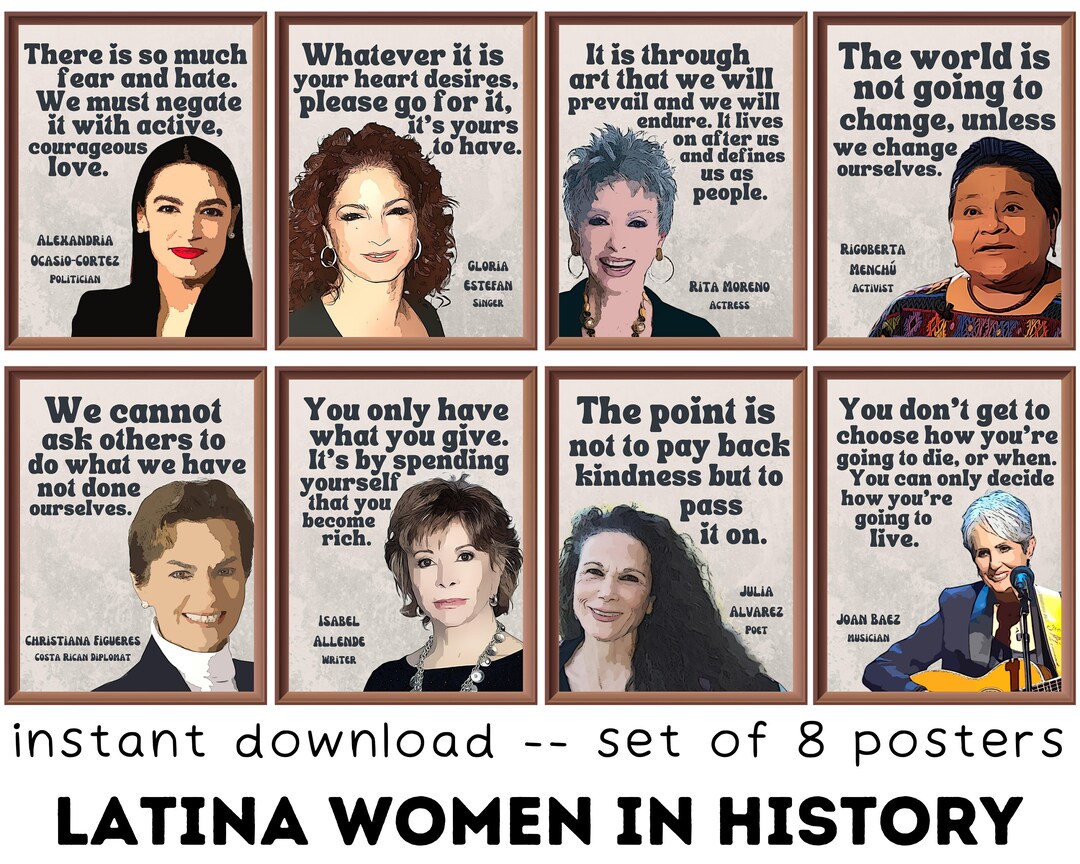 Retro Latina Women in History set of 8 Printable Posters, Women's ...