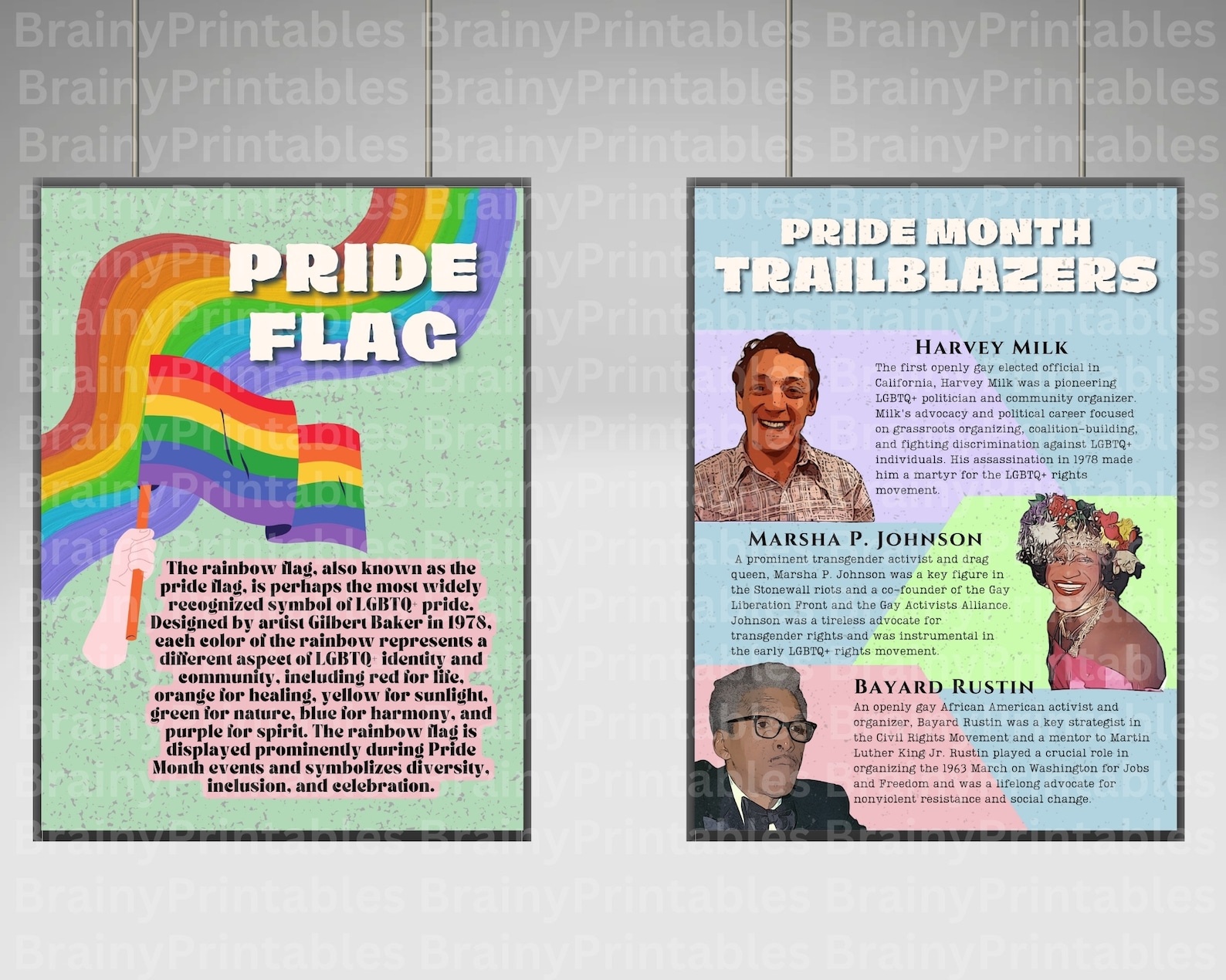 Pride Month (set of 8) Printable Posters, LGBT History Month Posters ...