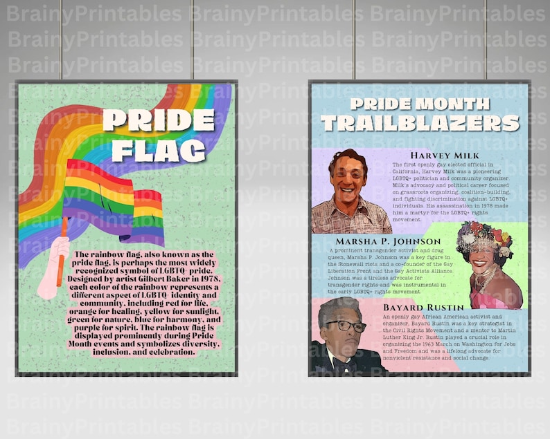 Pride Month (set of 8) Printable Posters, LGBT History Month Posters ...