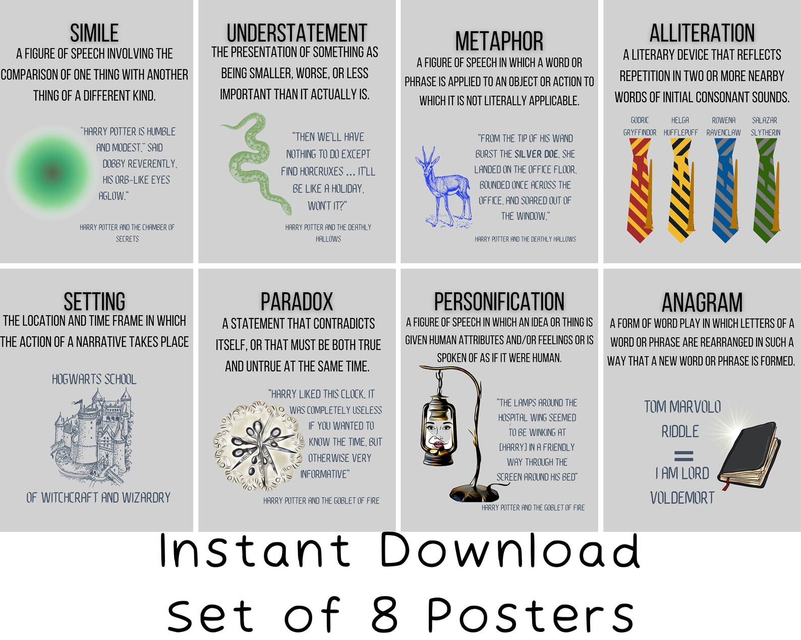 VOL 2 Literary Elements Posters set of 8 Printable Middle - Etsy Canada