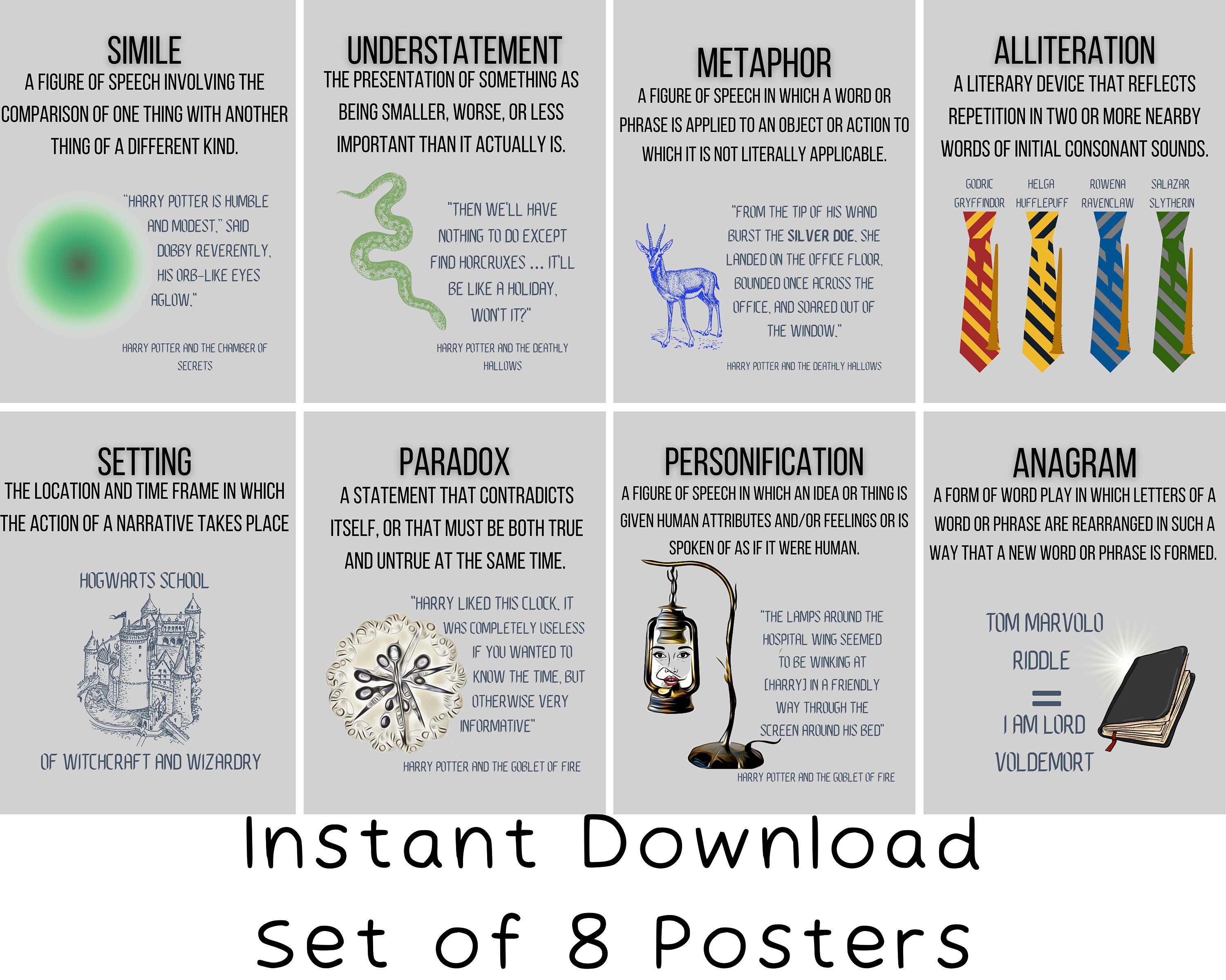 VOL 2 Literary Elements Posters set of 8 Printable Middle - Etsy Canada