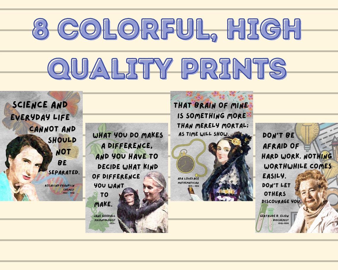 Women in Science Posters set of 8 Printable Science - Etsy