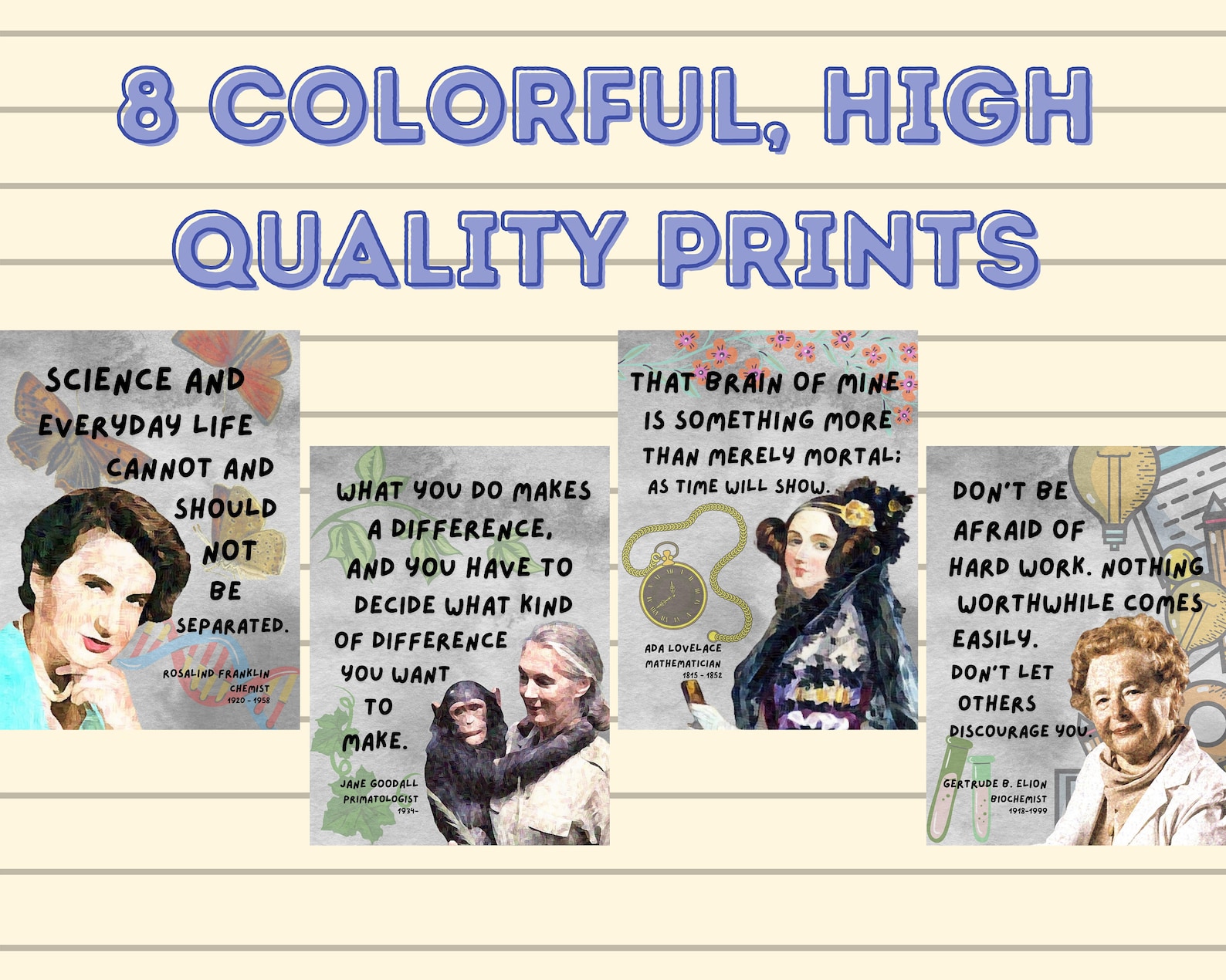 Women in Science Posters set of 8 Printable Science - Etsy