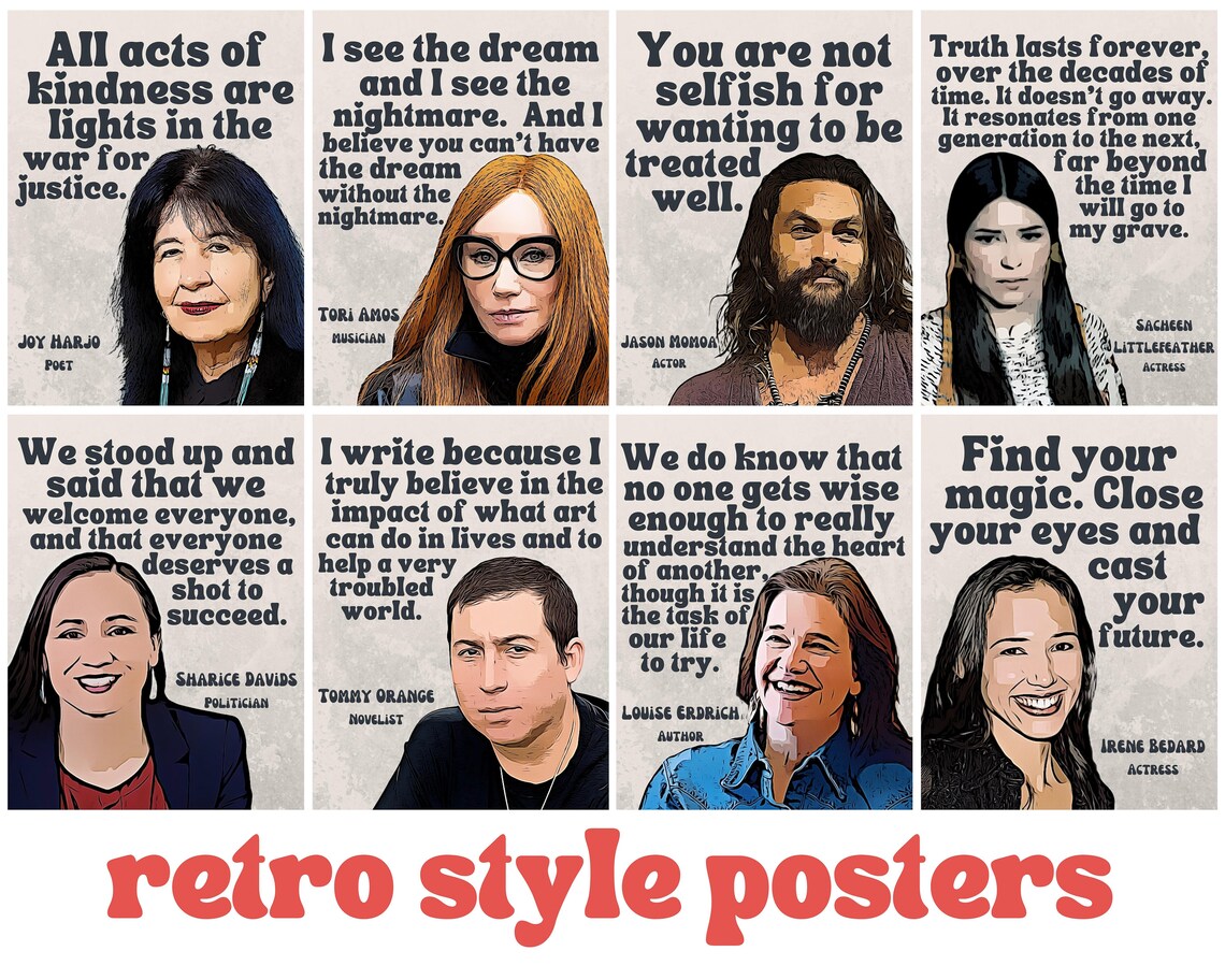 Retro Native American Leaders set of 8 Printable Posters - Etsy