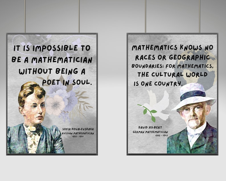 Famous Mathematicians Posters set of 8 Printable Math - Etsy