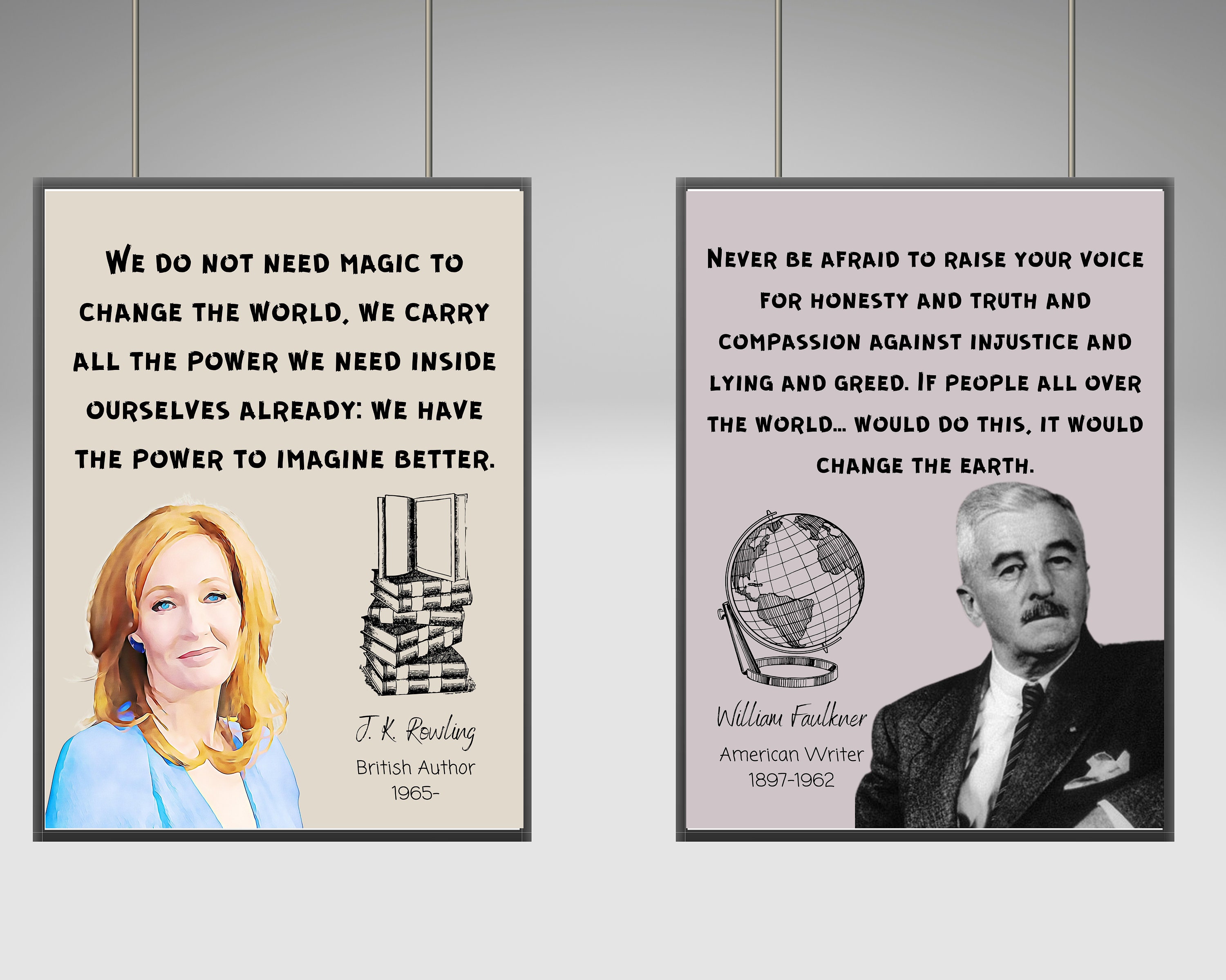 Famous Authors Posters set of 8 Printable English Classroom - Etsy Hong ...