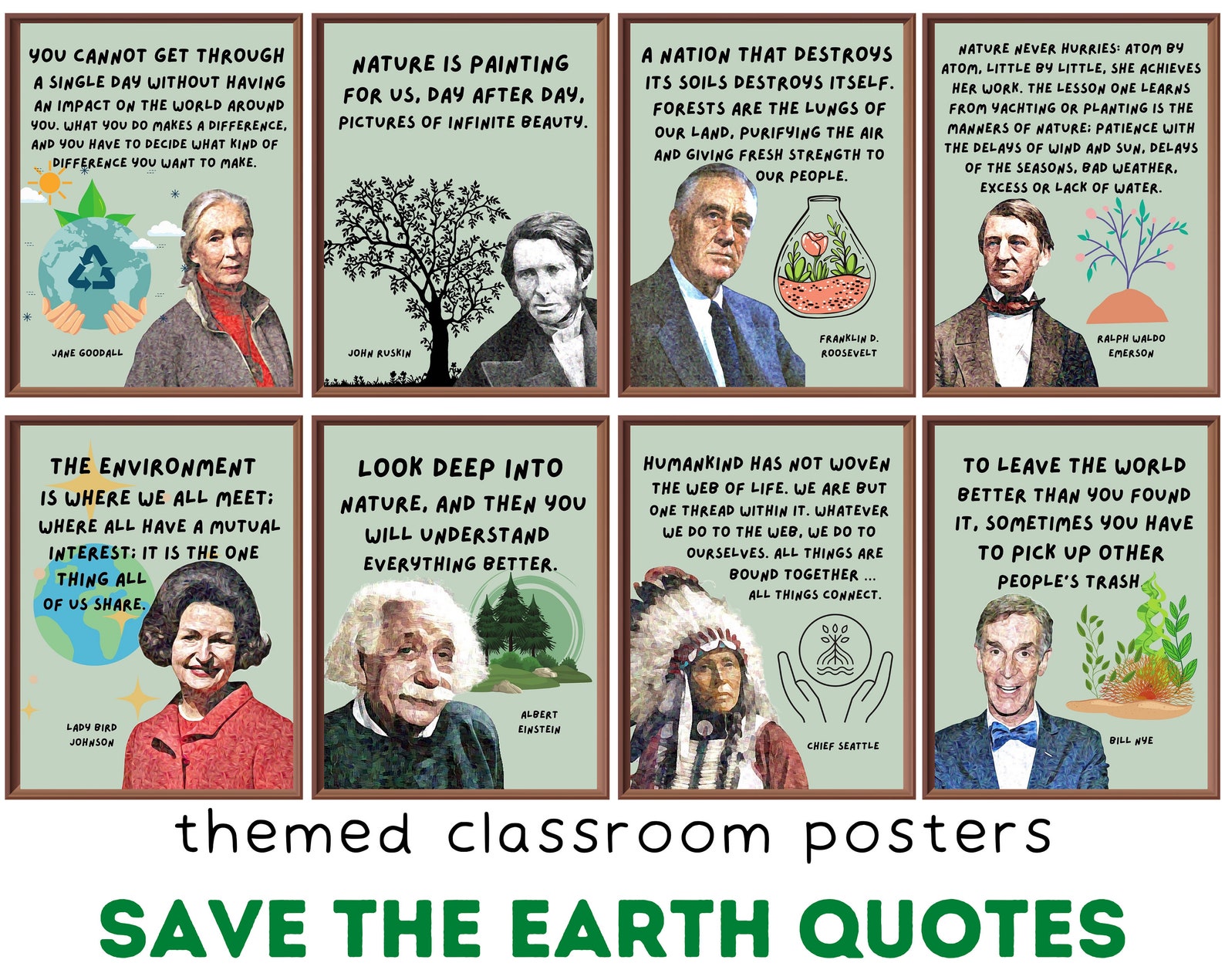 Earth Quotes set of 8 Printable Posters Inspirational | Etsy