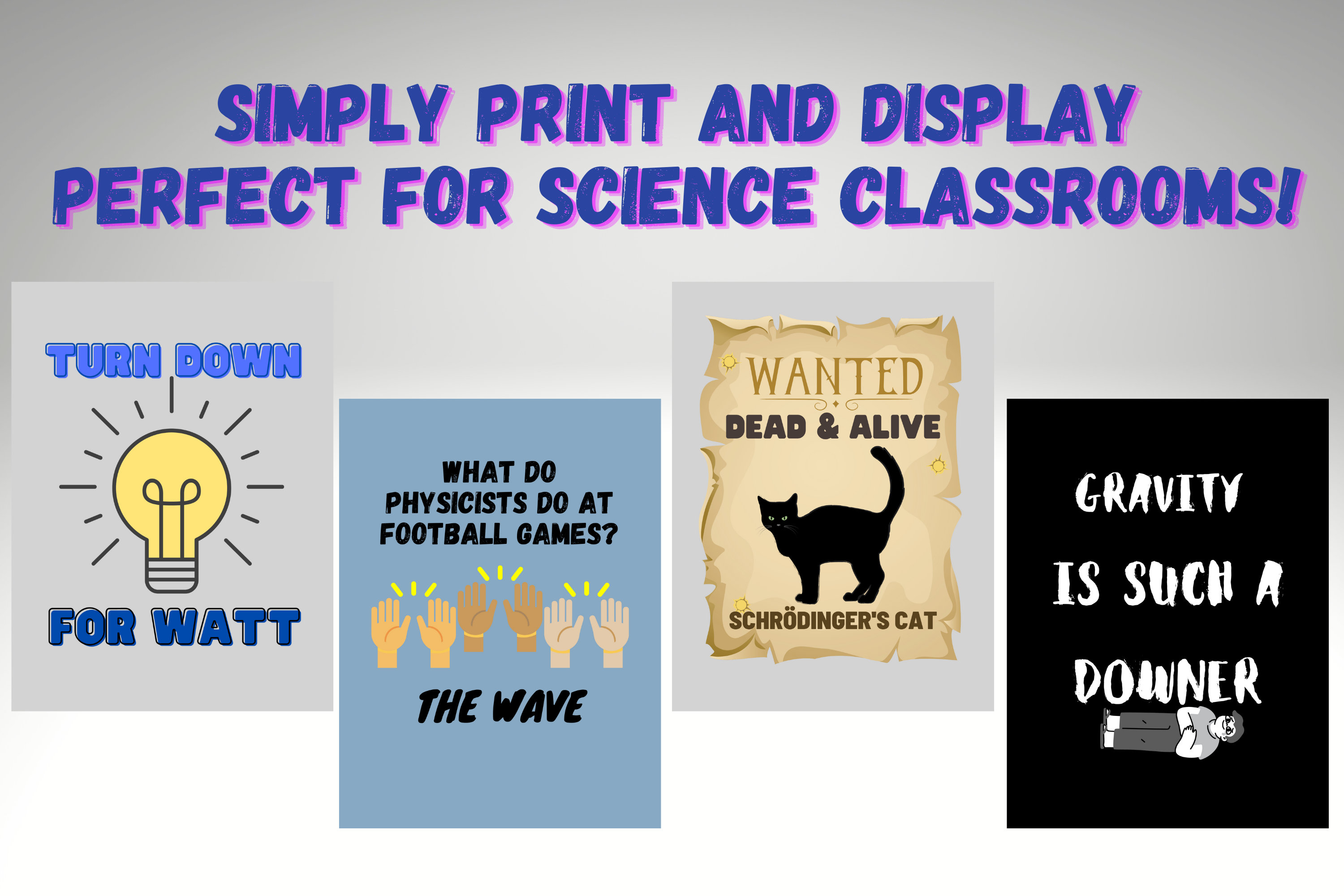 Science Posters (set of 8) Printables, Physics Puns, Science Puns ...