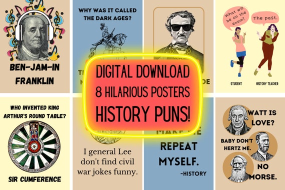 History Posters set of 8 Printables Funny History Posters | Etsy