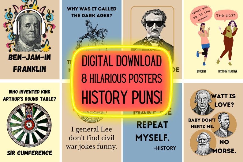 History Posters set of 8 Printables Funny History Posters | Etsy