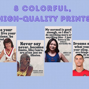 Retro Inspirational Athletes (set of 8) Printable Posters, Motivational ...