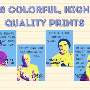 Famous Artists (set of 8) Printables, Art Classroom Decor, Art ...