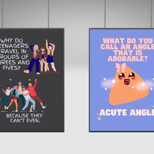 Math Puns Posters (set of 8) Printables VOL5, Math Classroom Decor ...