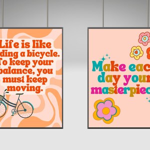 Groovy Poster Set (set of 8) Inspirational Quotes, Retro Classroom ...