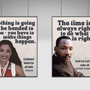 Retro Black Leaders in History (set of 8) Printable Posters, Black ...