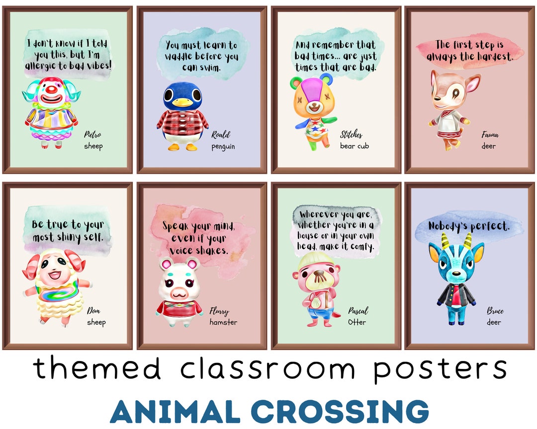 Animal Crossing Themed Posters set of 8 Printable ACNH - Etsy