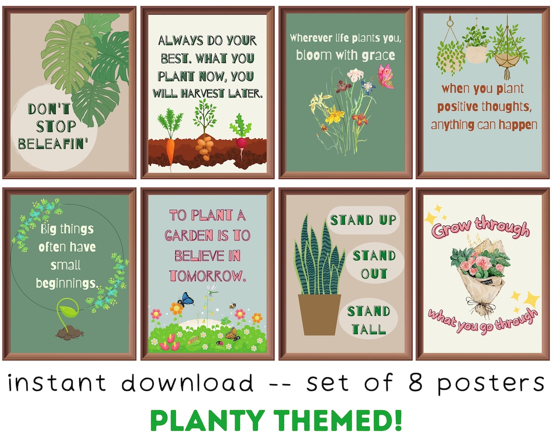 Planty set of 8 Printable Posters, Plant Themed Classroom Decor ...
