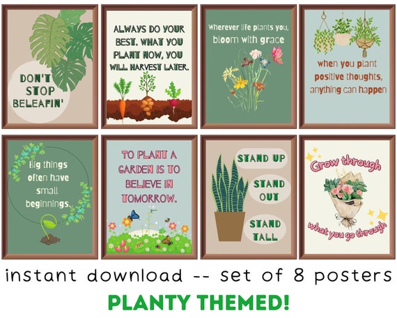 Planty set of 8 Printable Posters Plant Themed Classroom - Etsy