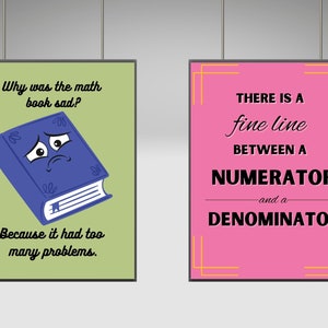 Math Puns Posters (set of 8) Printables VOL2, Math Classroom Decor ...