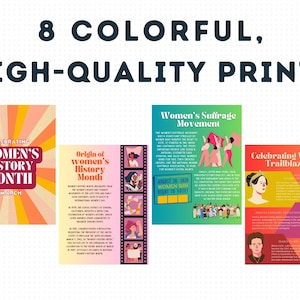 Womens History Month (set of 8) Printable Posters, Bulletin Board ...