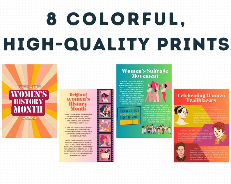 Womens History Month (set of 8) Printable Posters, Bulletin Board ...