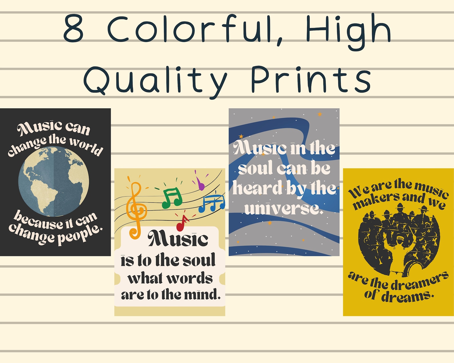 Music Quotes set of 8 Printable Posters Music Classroom - Etsy