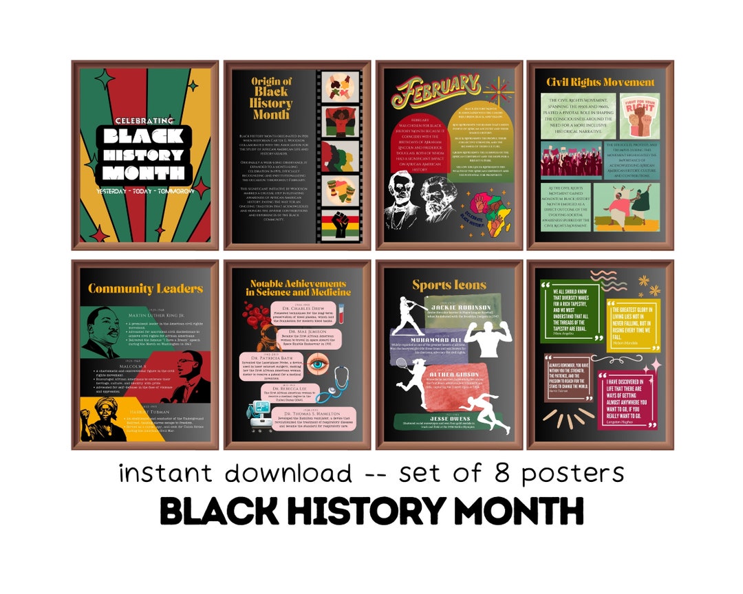 Black History Month (set of 8) Printable Posters, Black History Month ...