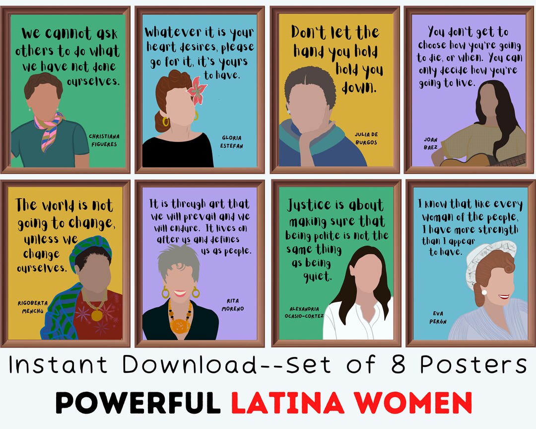 Rainbow Latina Women set of 8 Printable Posters, Motivational Classroom ...