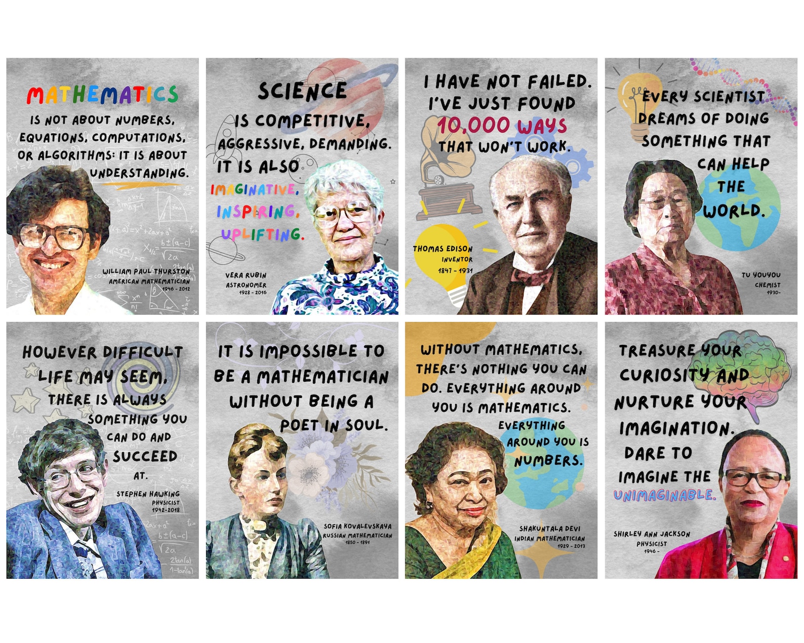 STEM Bundle (set of 47) Printable Posters, Famous Scientists and ...