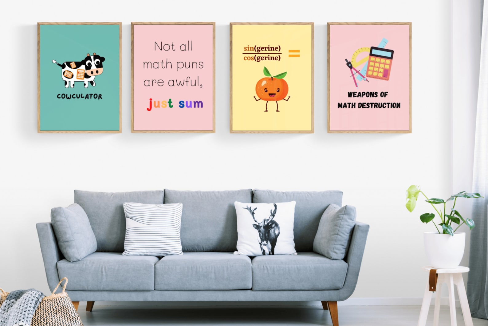 Math Posters set of 8 Printables Math Jokes Mathematics | Etsy