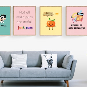 Math Posters (set of 8) Printables, Math Jokes, Mathematics Poster ...