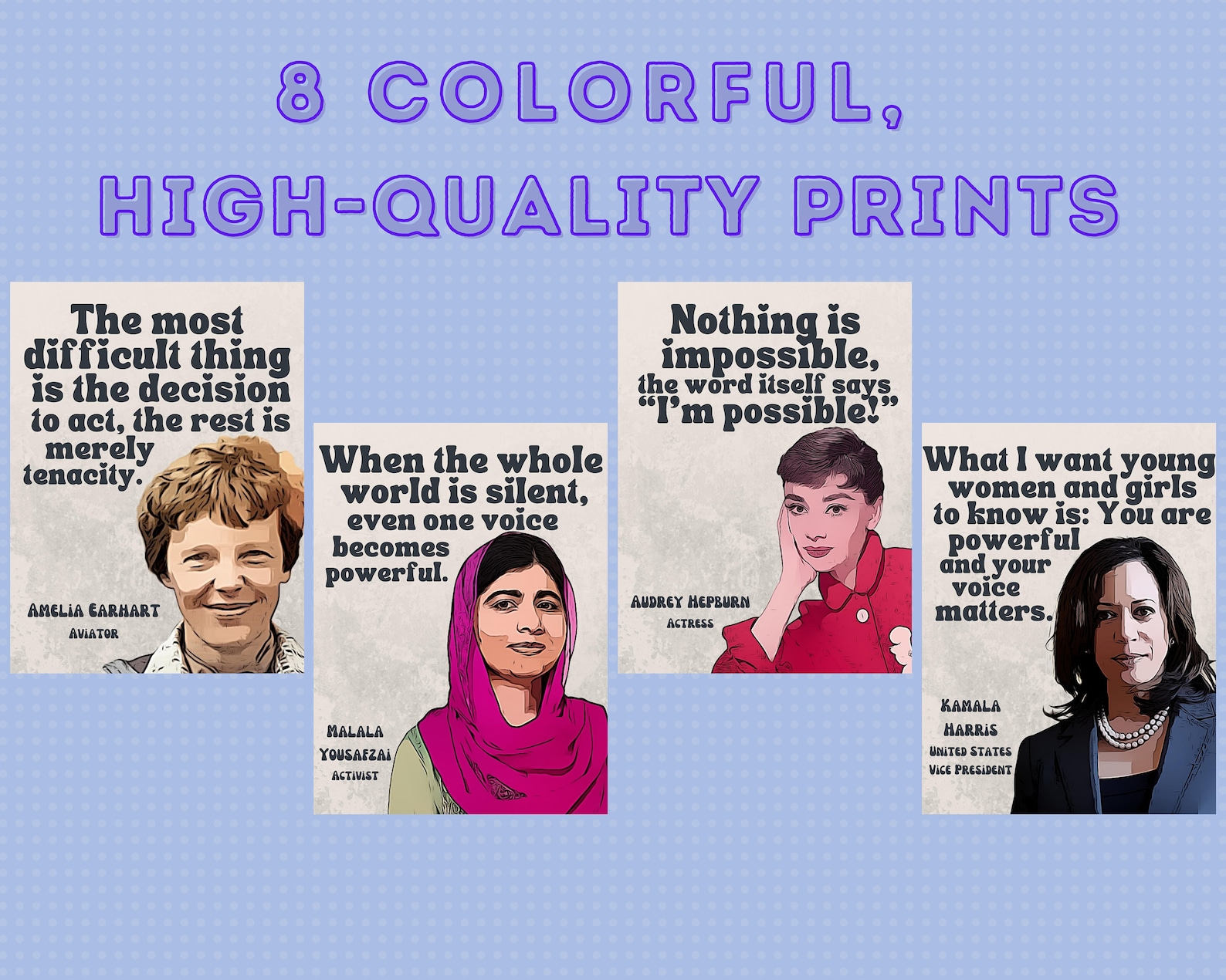 Retro Women in History set of 8 Printable Posters - Etsy