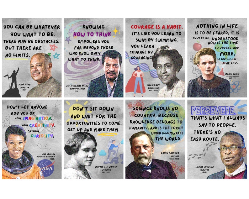 STEM Bundle (set of 47) Printable Posters, Famous Scientists and ...