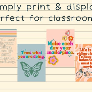 Groovy Poster Set (set of 8) Inspirational Quotes, Retro Classroom ...