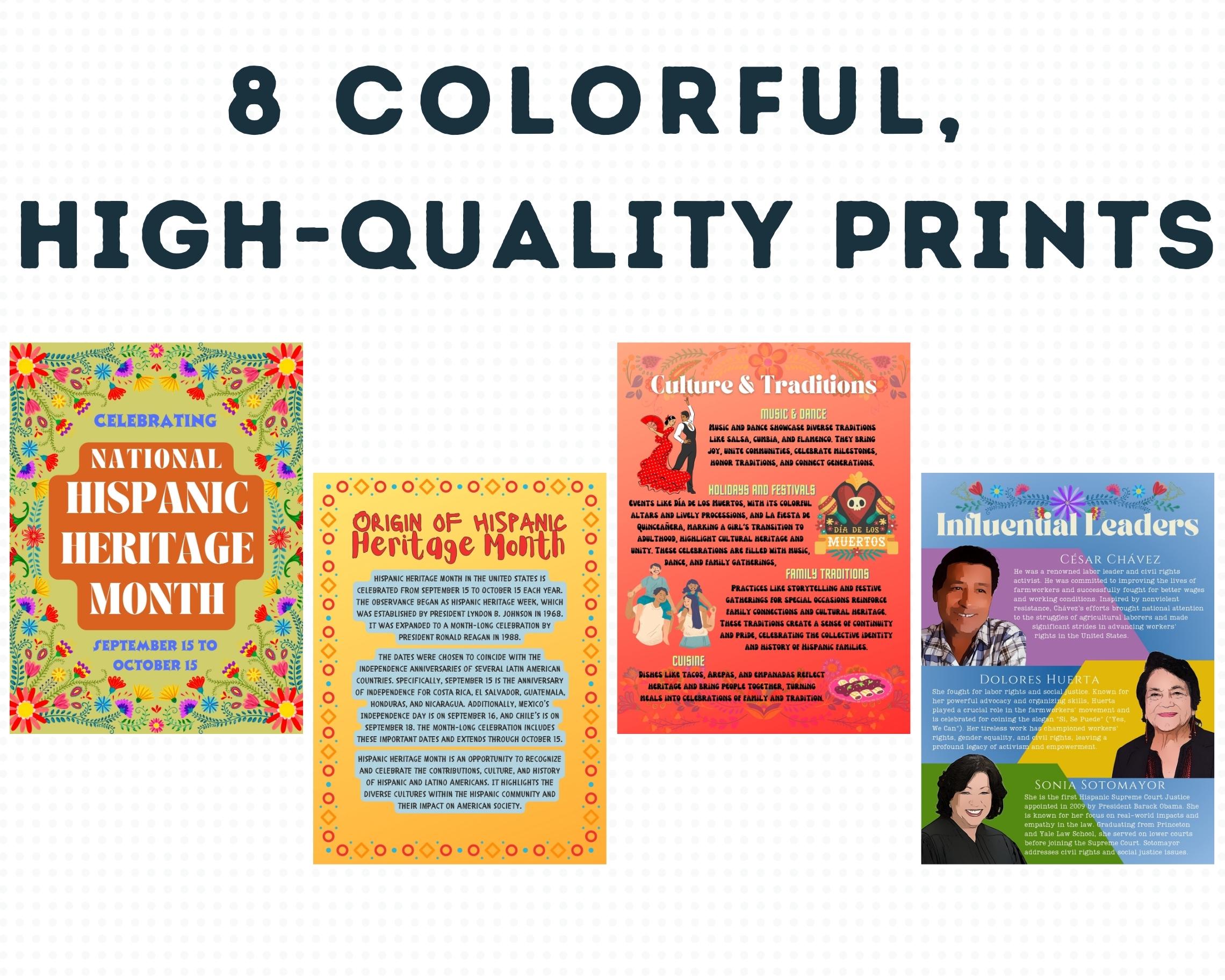 Hispanic Heritage Month (set of 8) Printable Posters, Latinx Heritage ...