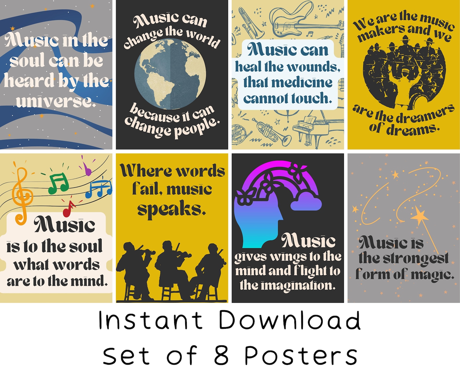 Music Quotes set of 8 Printable Posters Music Classroom - Etsy