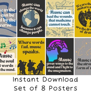 Music Quotes (set of 8) Printable Posters, Music Classroom Decor ...