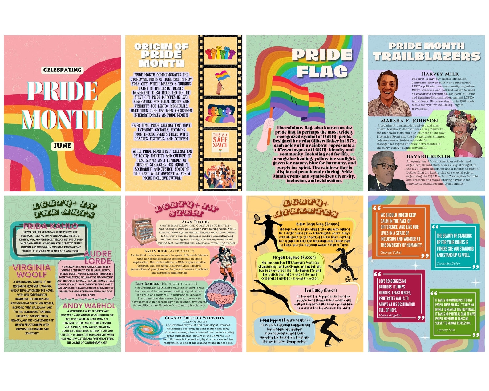 Pride Month (set of 8) Printable Posters, LGBT History Month Posters ...