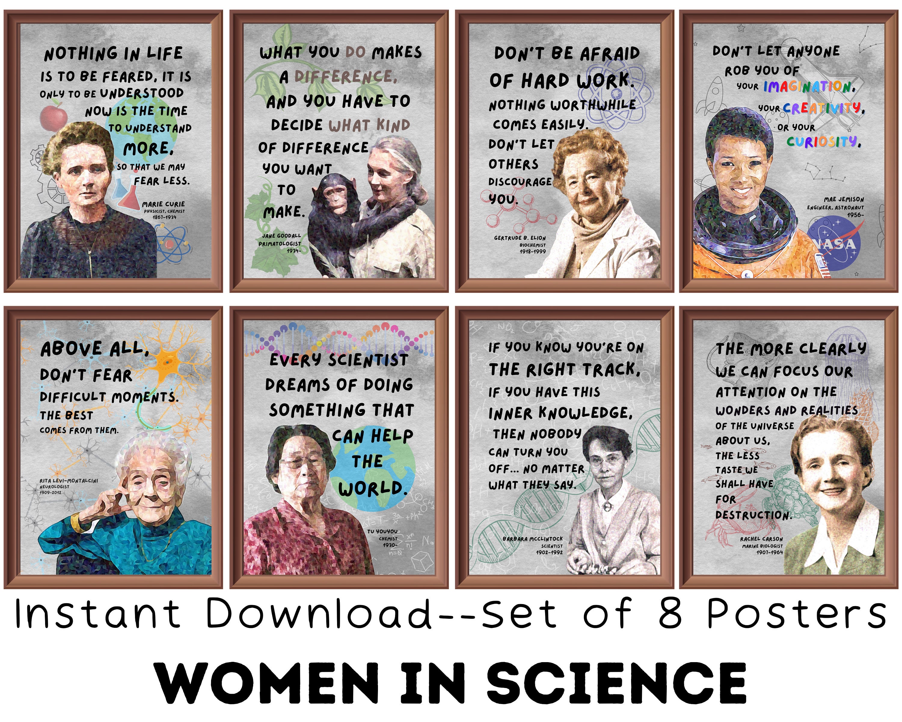 Women in Science Posters set of 8 Printable Science | Etsy UK