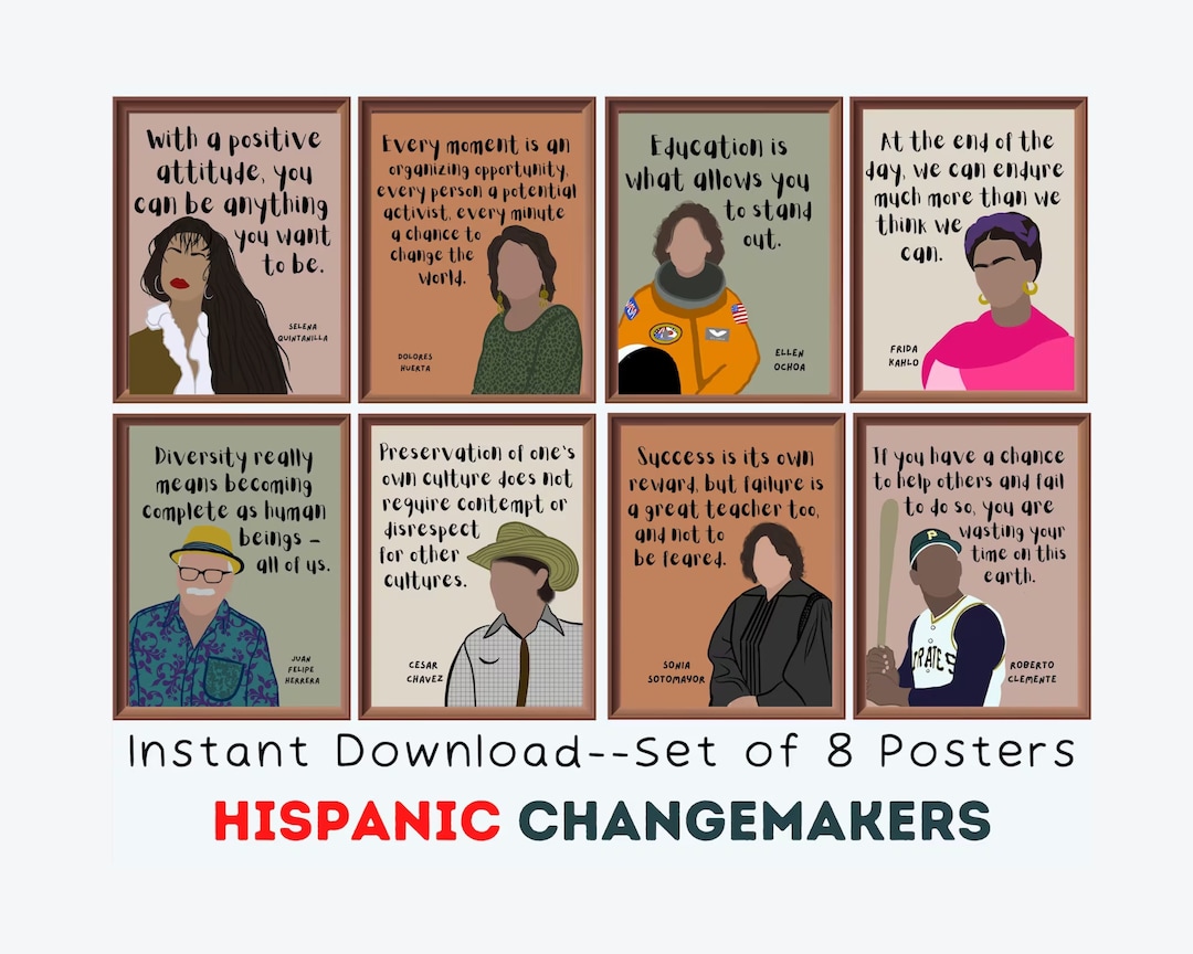 Hispanic Leaders in History set of 8 Printable Posters, Hispanic ...