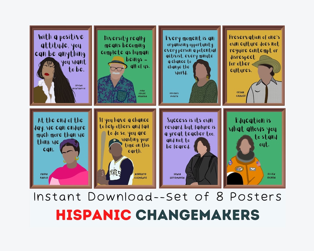 Hispanic Leaders in History (set of 8) Printable Posters, Hispanic ...