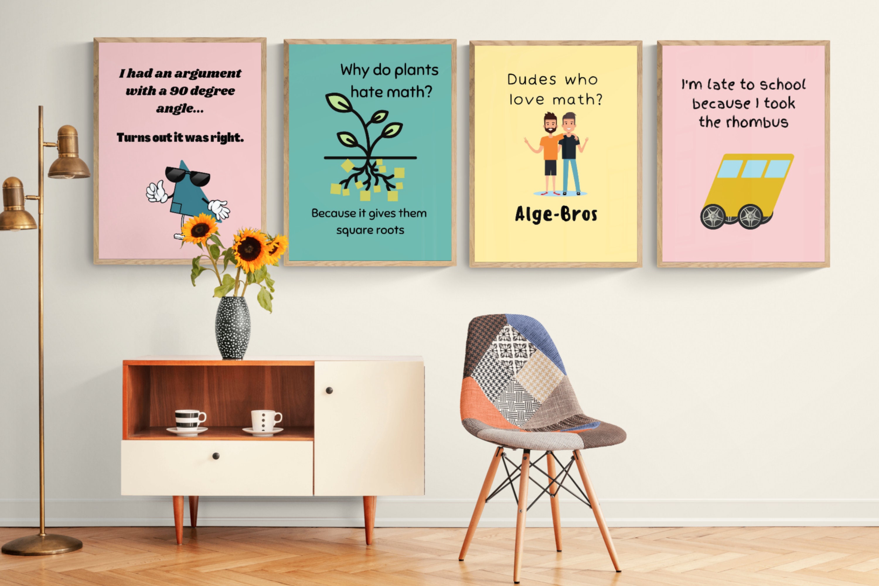 Math Posters set of 8 Printables Math Jokes Mathematics | Etsy