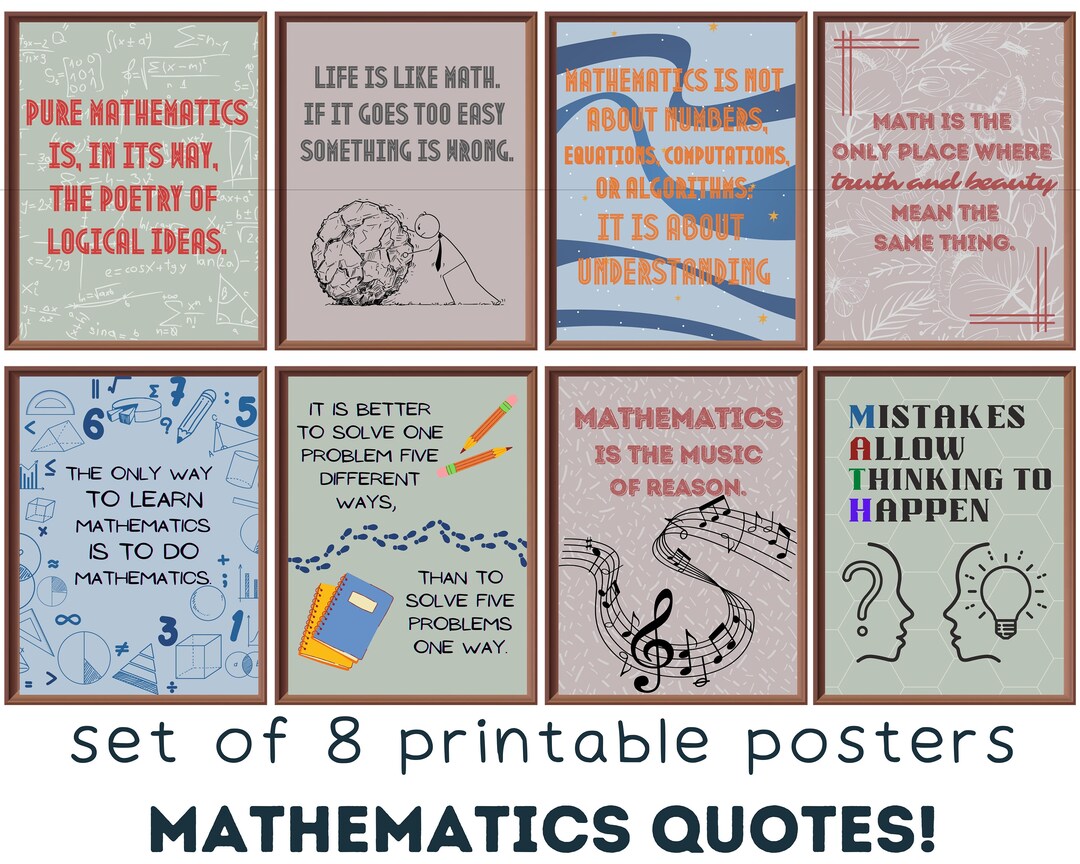 Math Quotes set of 8 Printables, Mathematics Classroom Posters ...