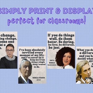 Retro Women in History (set of 8) Printable Posters, Motivational ...