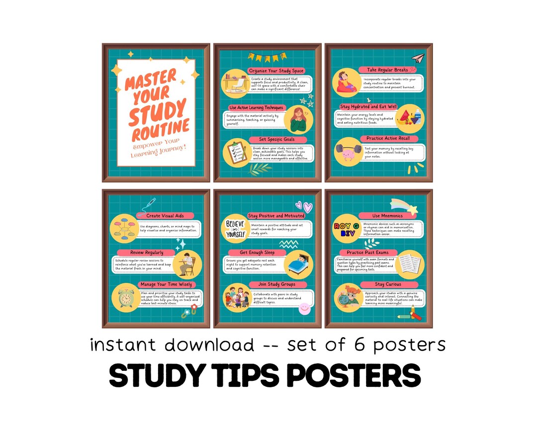 Study Tips (set of 6) Printable Posters, Educational Resources ...